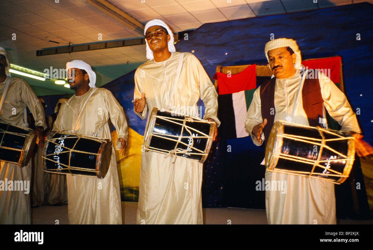 United Arab Emirates Musicians On National Day Doumbek Drums Stock ...