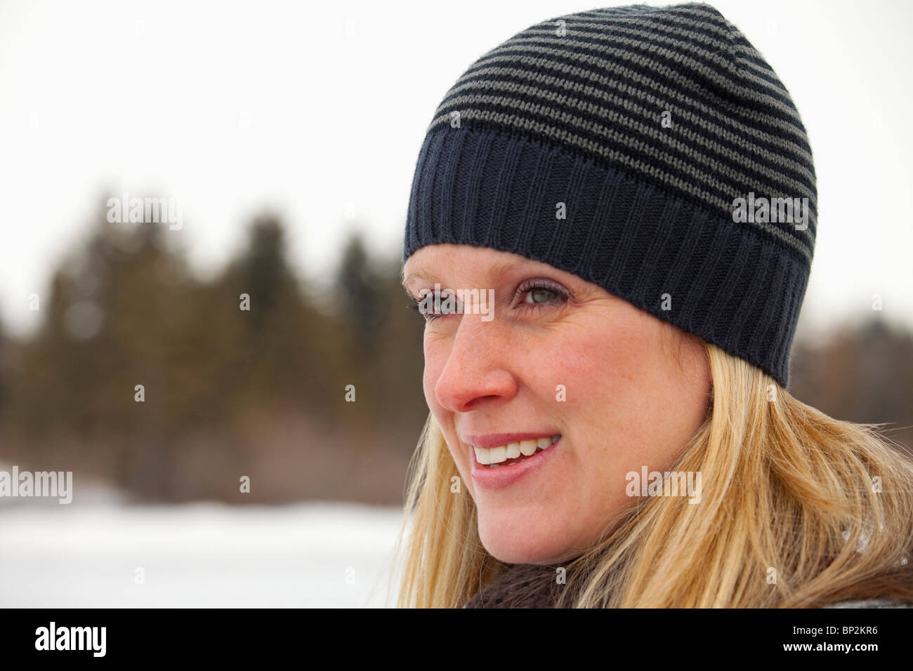 edmonton, alberta, canada; a woman wearing a winter hat Stock Photo - Alamy