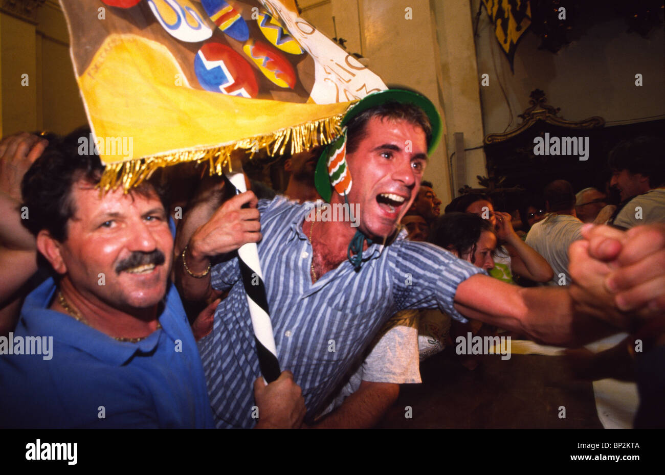 The Selva contrada celebrate after winning the palio in the Provenzano ...