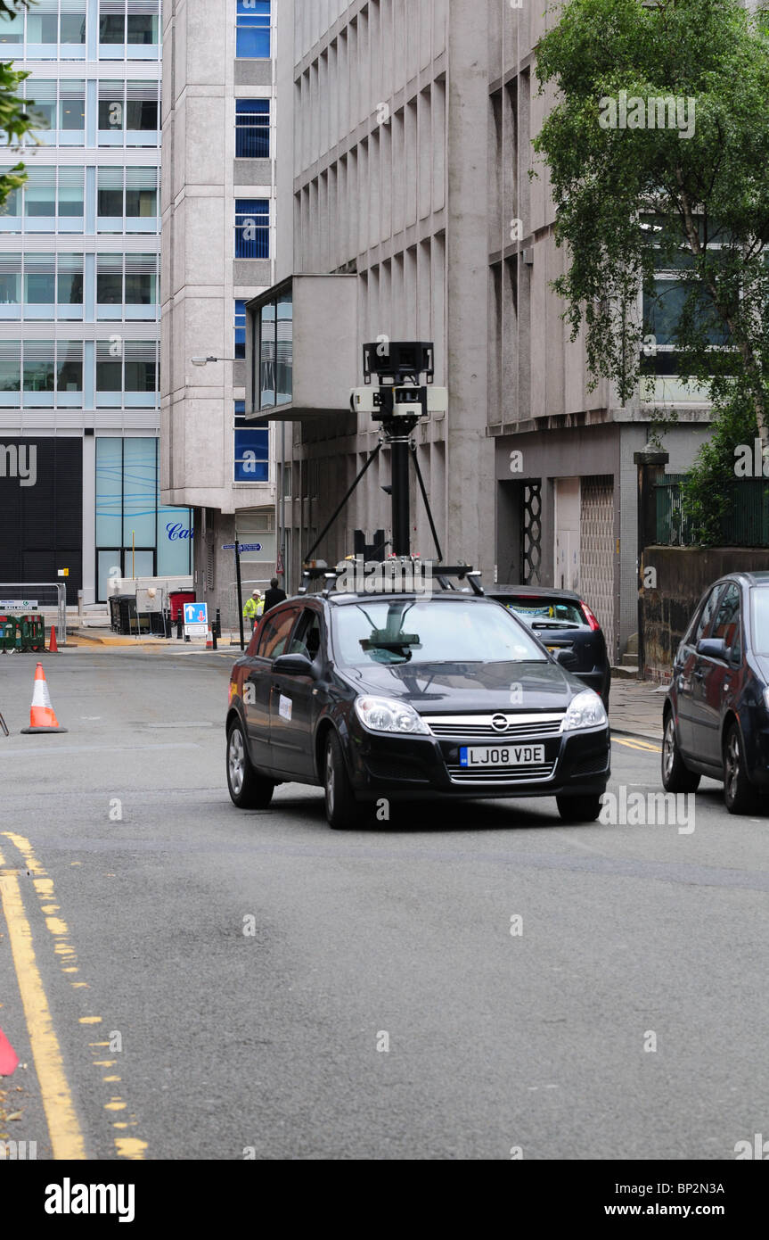 A google car drives through Manchester City centre, mapping the street ...