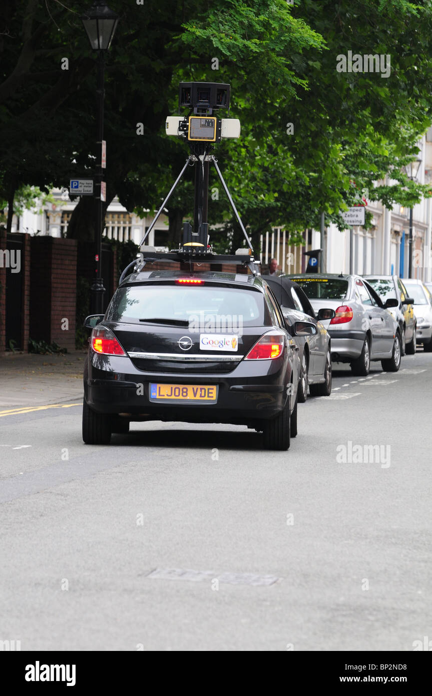 A google car drives through Manchester City centre, mapping the street ...