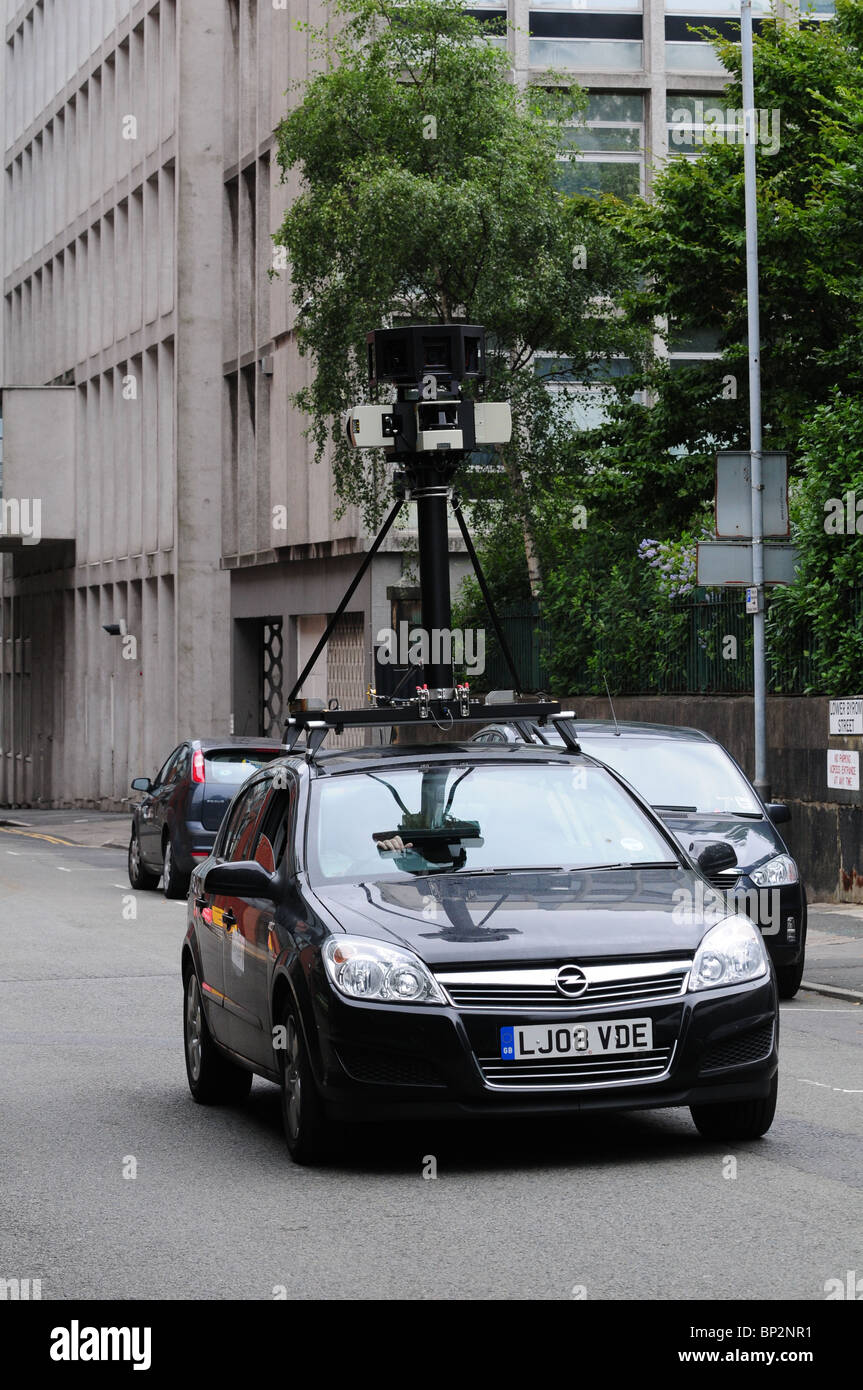A google car drives through Manchester City centre, mapping the street ...