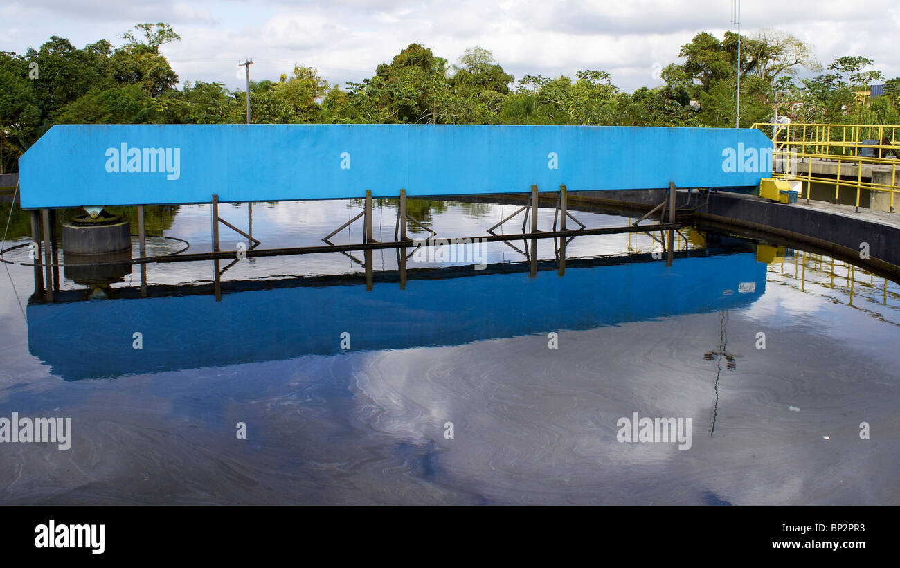 Sludge scraper bridge over a clarifier on a WWTP Stock Photo - Alamy