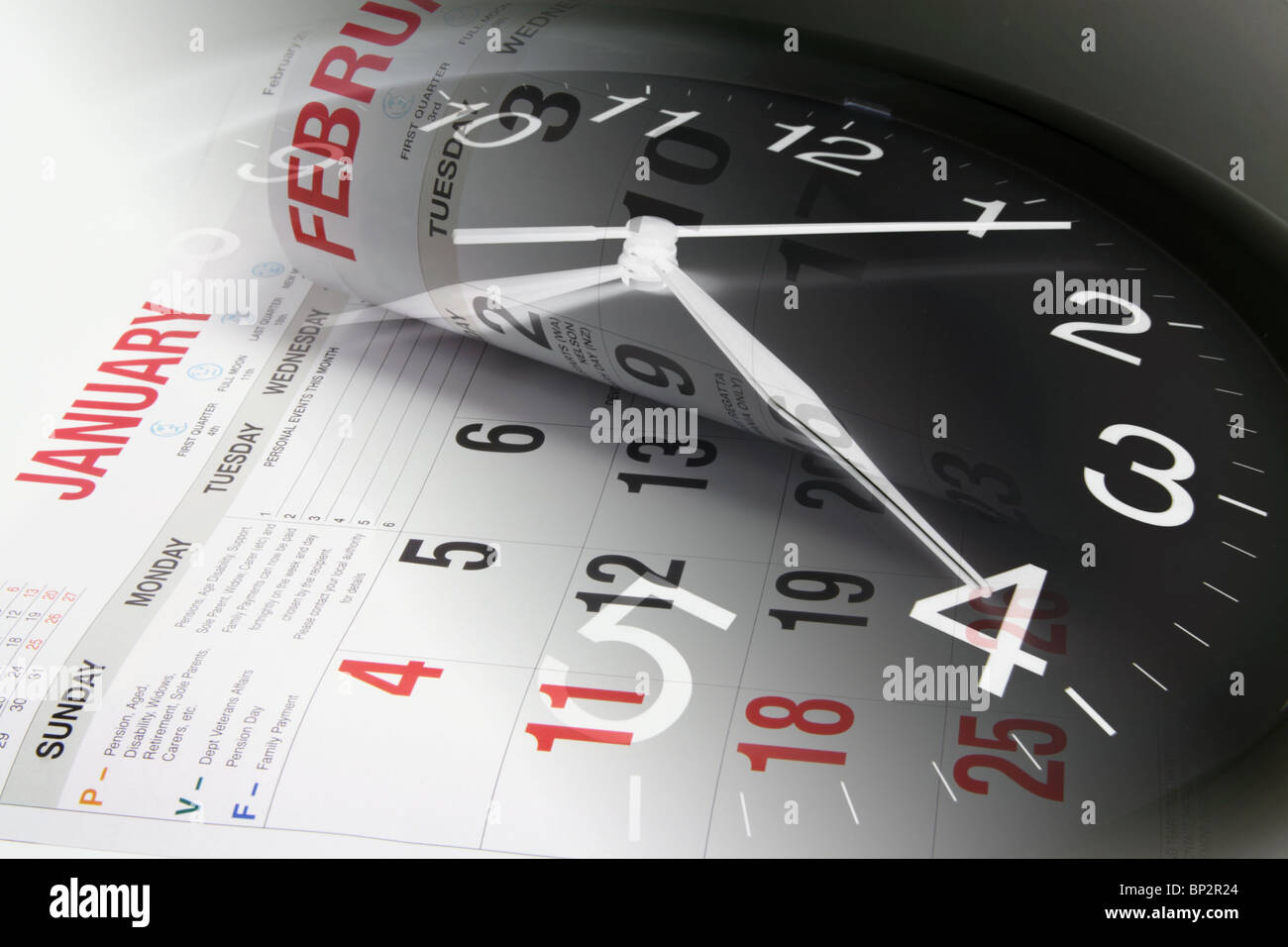 Clock and Calendar Pages Stock Photo - Alamy