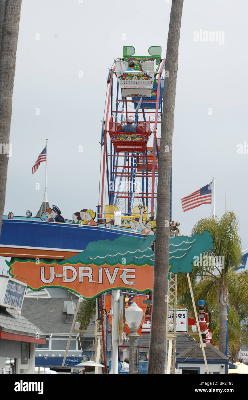 Ferris Wheel and Fun Rides, Balboa Island, Newport Beach Stock Photo ...