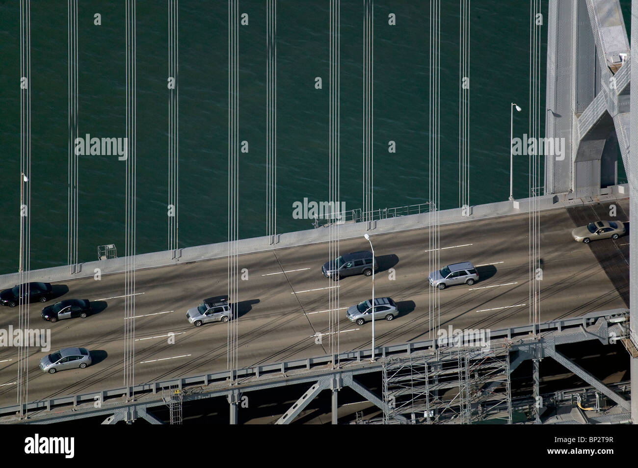 aerial suspension cables San Francisco Oakland Bay Bridge California ...