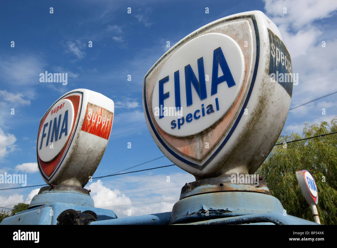 Detail of derelict Fina petrol pumps Stock Photo - Alamy
