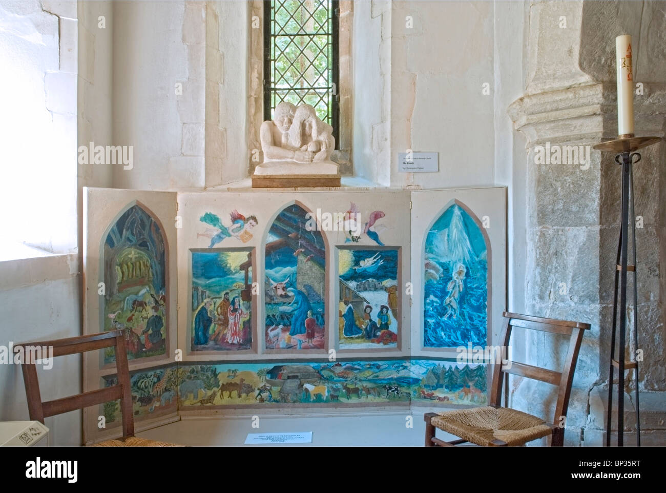 Decorative panels by children from Southover Manor School, Lewes in St ...