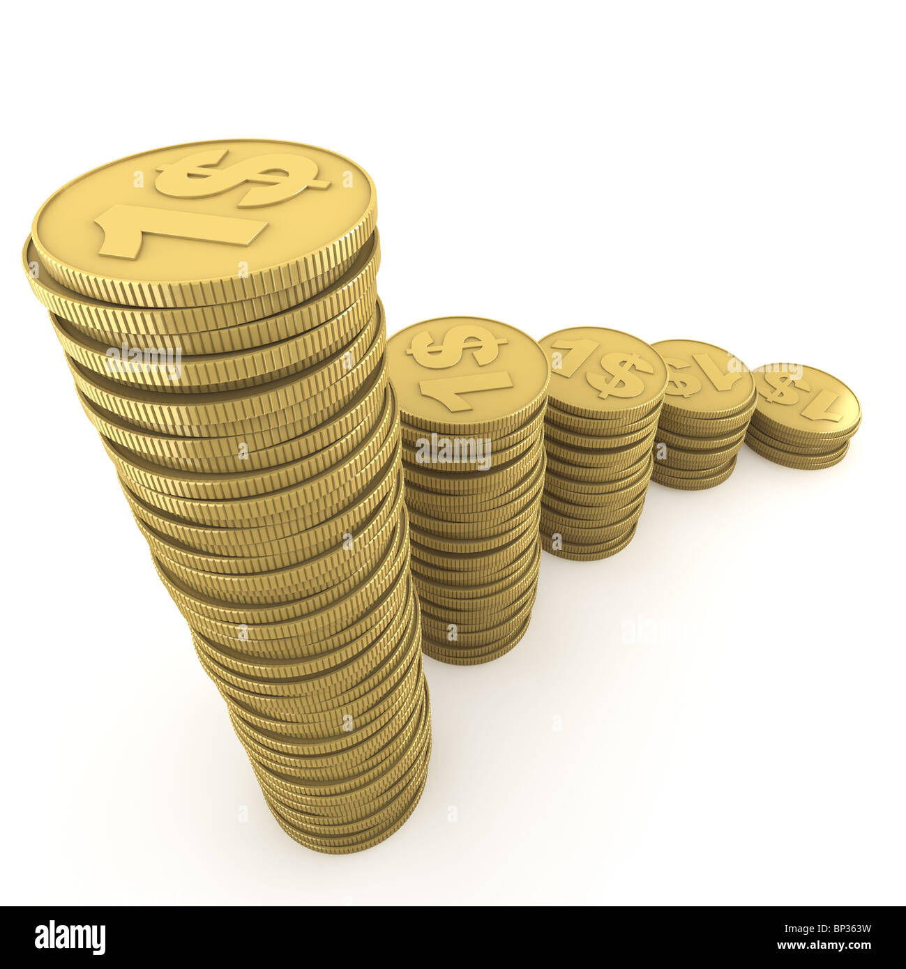 Conceptual illustration of stair made from piles of coins. clipping ...