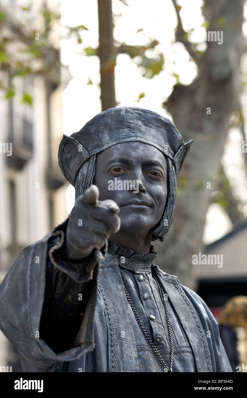 Male street artist collecting money, dressed as Christopher Columbus in ...