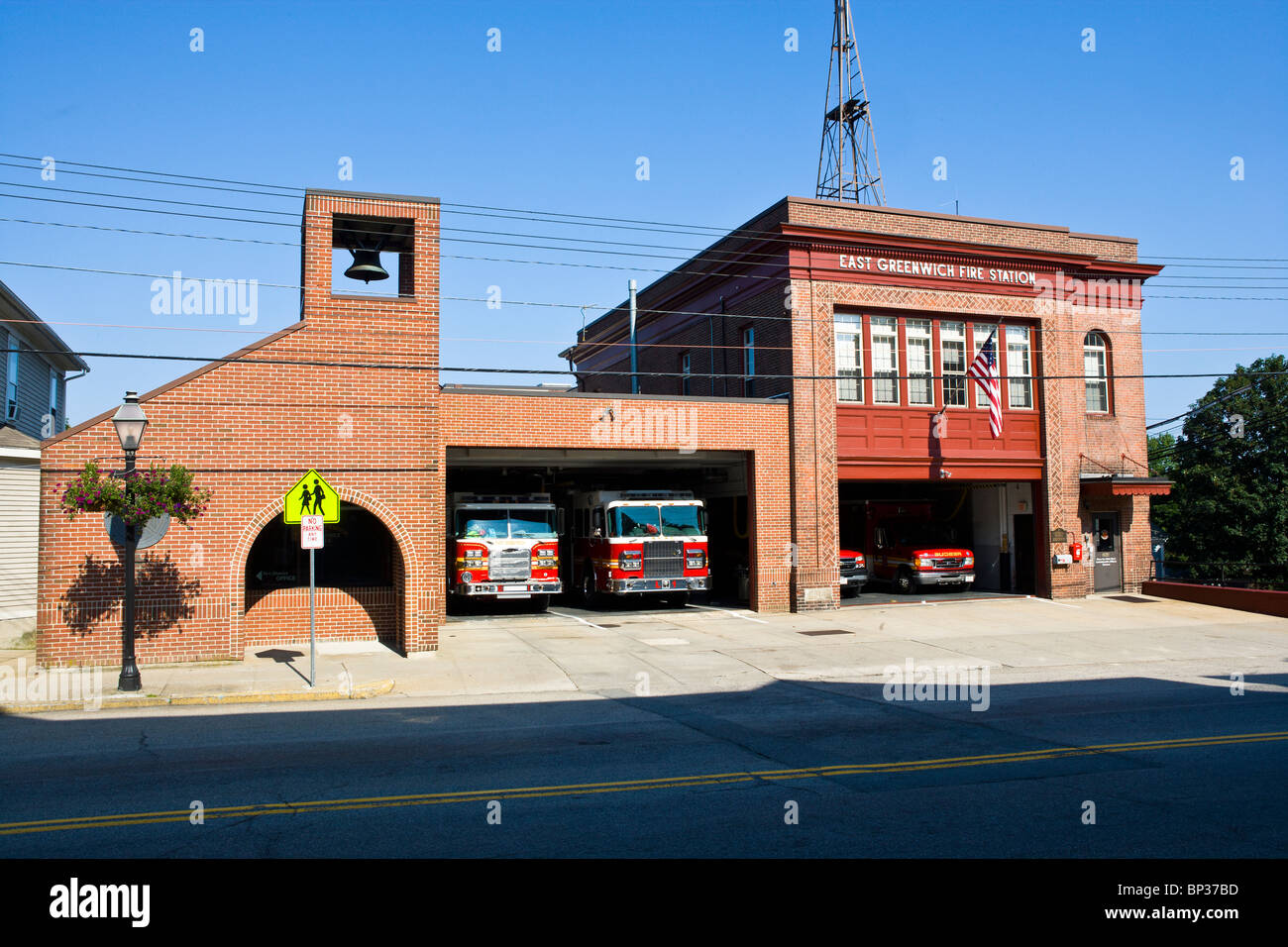 Downtown East Greenwich, Fire station Stock Photo - Alamy