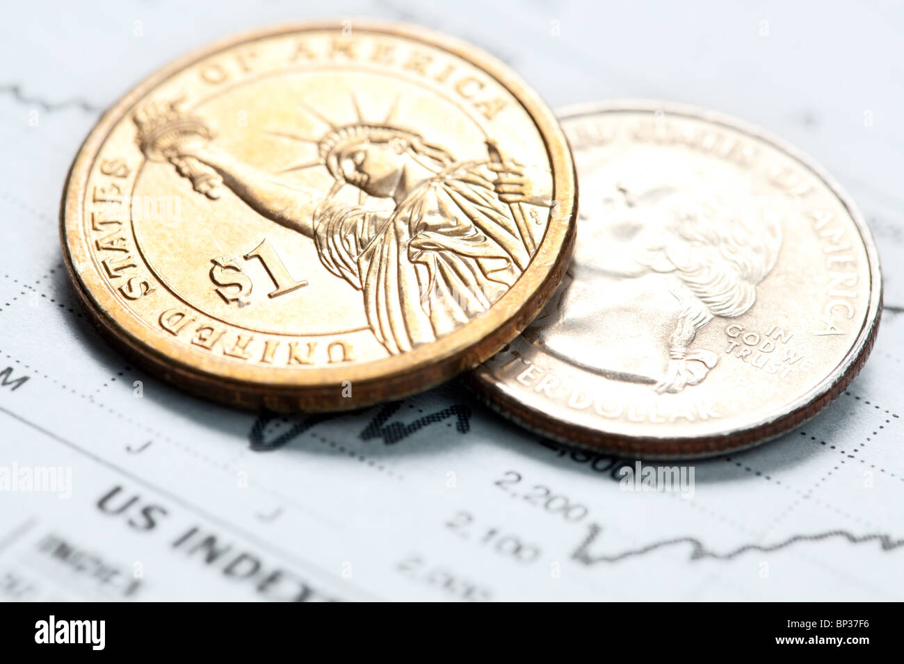the dollar coin and financial graph Stock Photo - Alamy