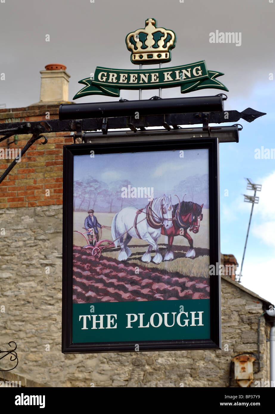 The Plough pub sign, Bicester, Oxfordshire, England, UK Stock Photo - Alamy