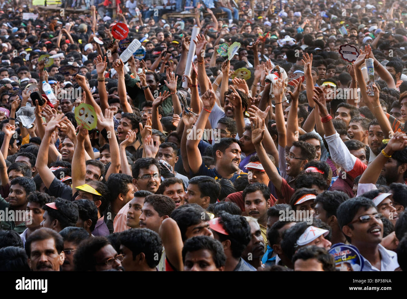 India Kerala Thrissur a joyful crowd during the Pooram Elephant ...