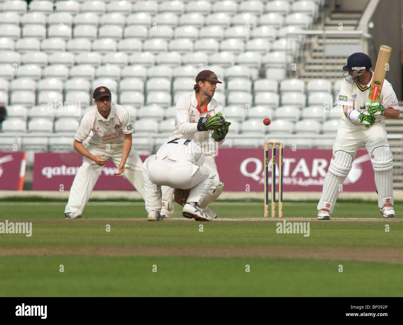 Luke Sutton about to take the ball in Lancashire' s match against ...