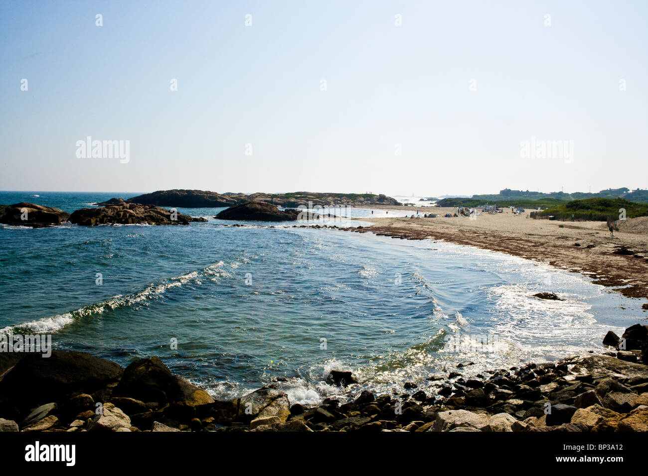 Rock Outcropping on a beach in Little Compton, Rhode Island during the ...