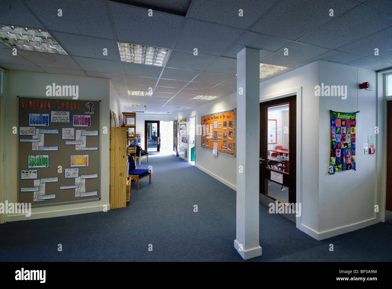 Marnel Junior School corridor and passageways Stock Photo - Alamy