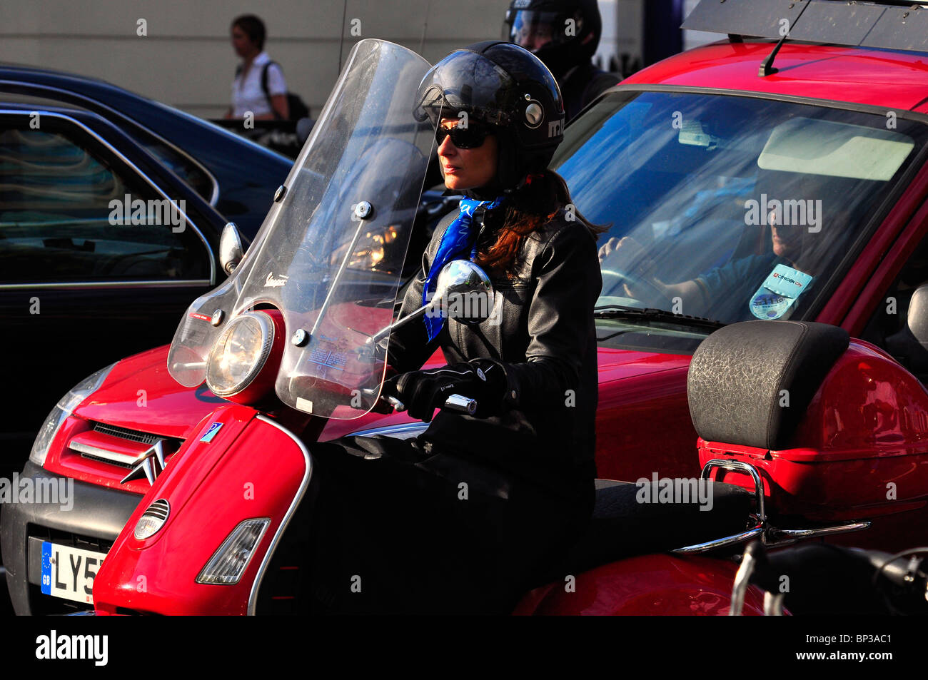 Motor bike woman london hi-res stock photography and images - Alamy