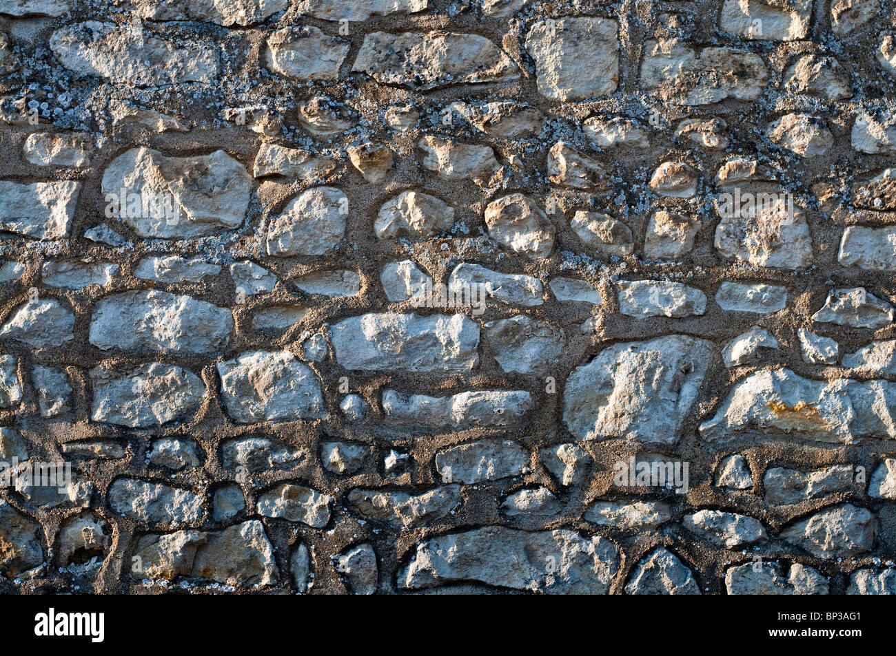 Uneven random stone garden wall detail - France Stock Photo - Alamy