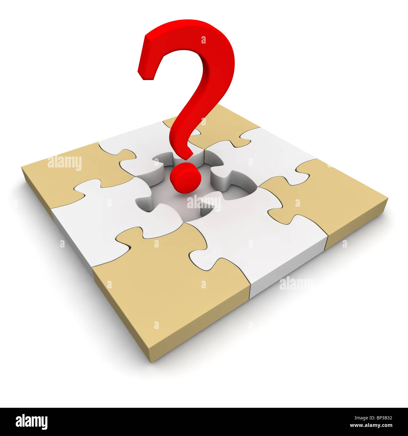Jigsaw puzzle and red question mark. 3d rendered illustration Stock ...