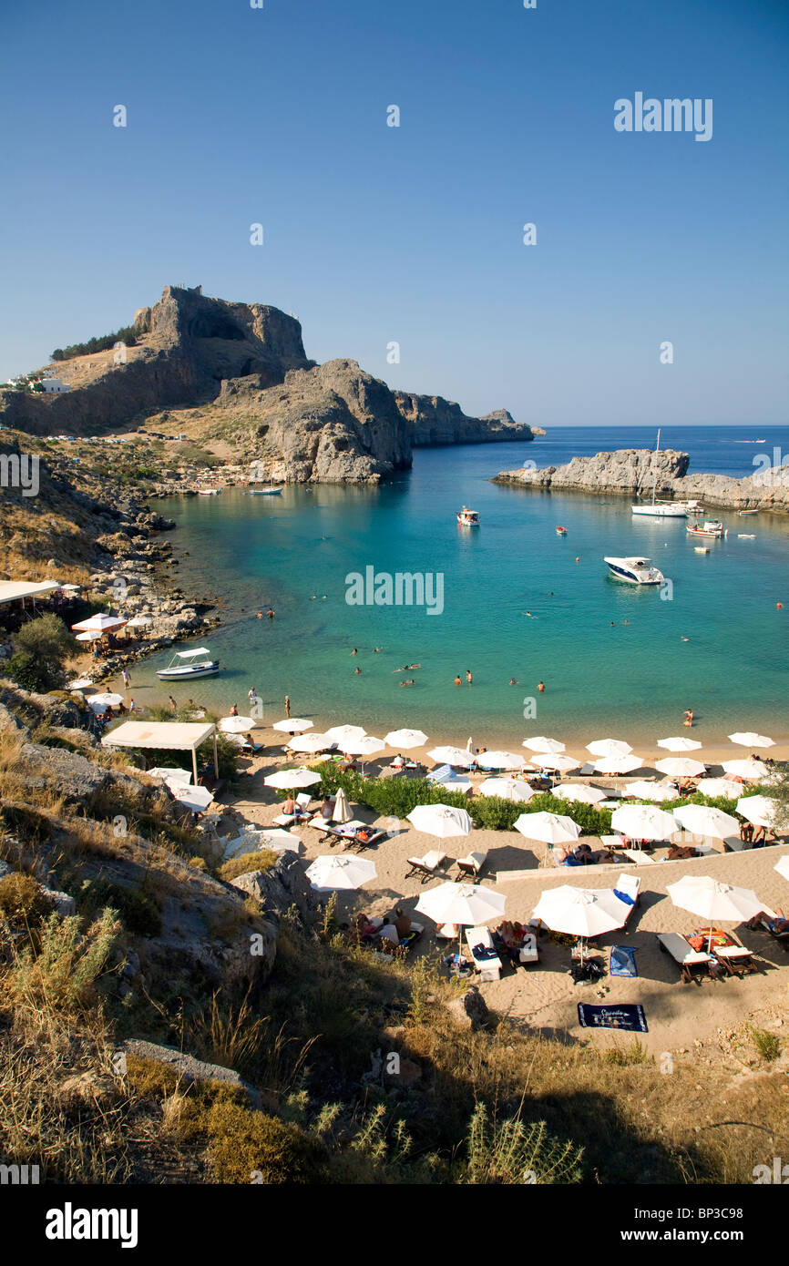 St Paul's Bay, Agios Pavlos, Lindos, Rhodes island, Greece Stock Photo - Alamy