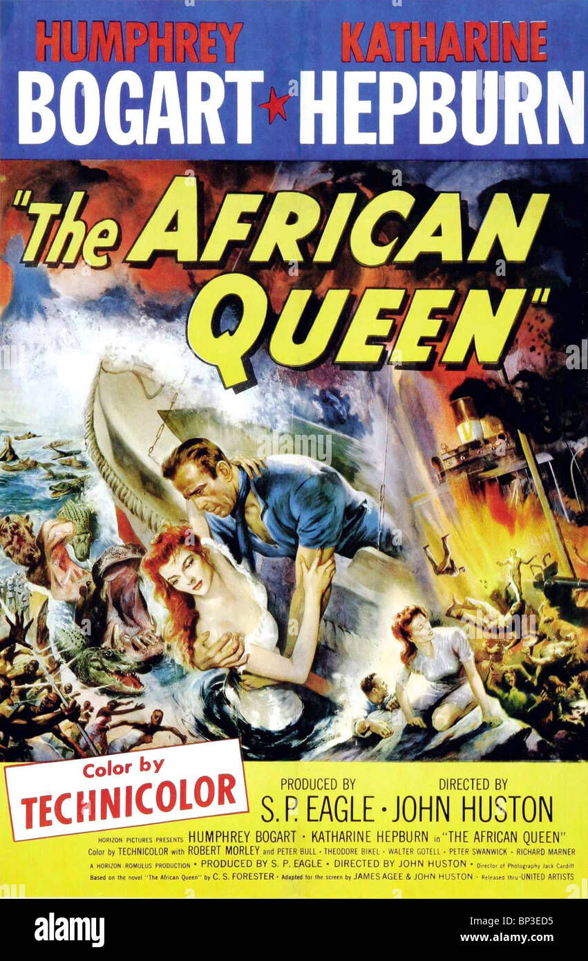 KATHARINE HEPBURN, HUMPHREY BOGART POSTER, THE AFRICAN QUEEN, 1951 ...