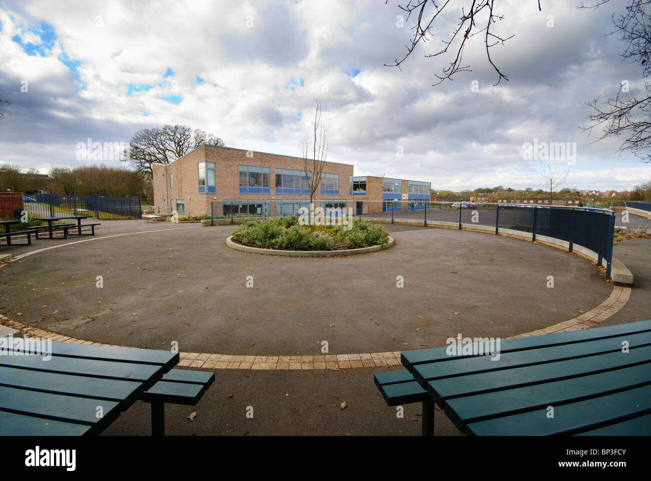 Marnel Junior School playground and seats Stock Photo - Alamy