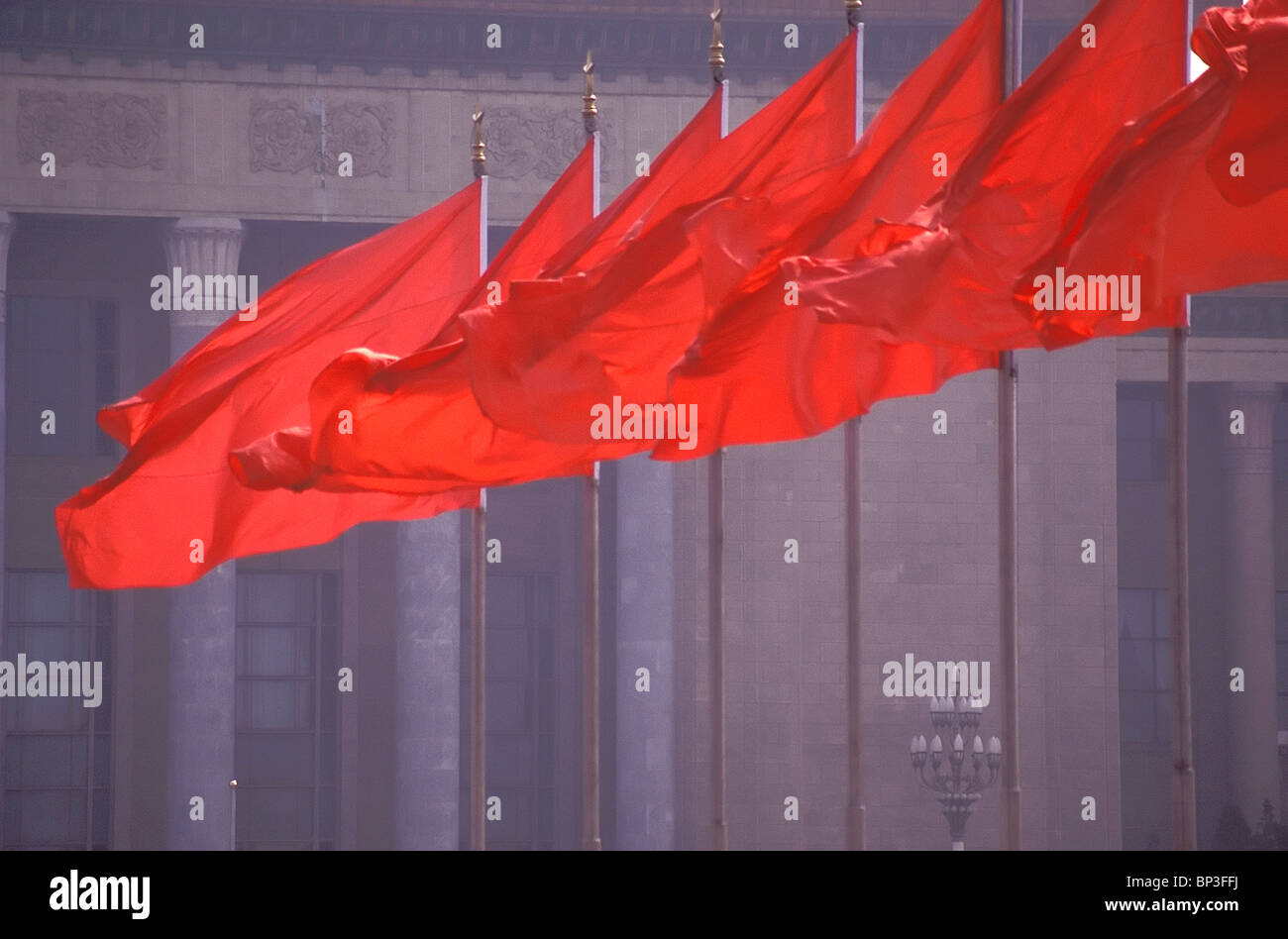 Red flags on Tiananmen Square, Beijing, China Stock Photo - Alamy
