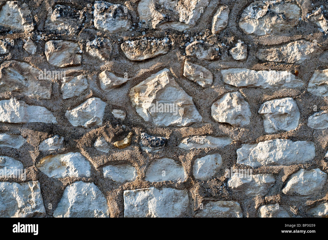 Uneven random stone garden wall detail - France Stock Photo - Alamy