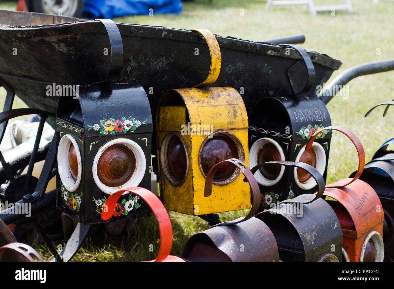 Old Fashioned Warning Signs for Road works Stock Photo - Alamy