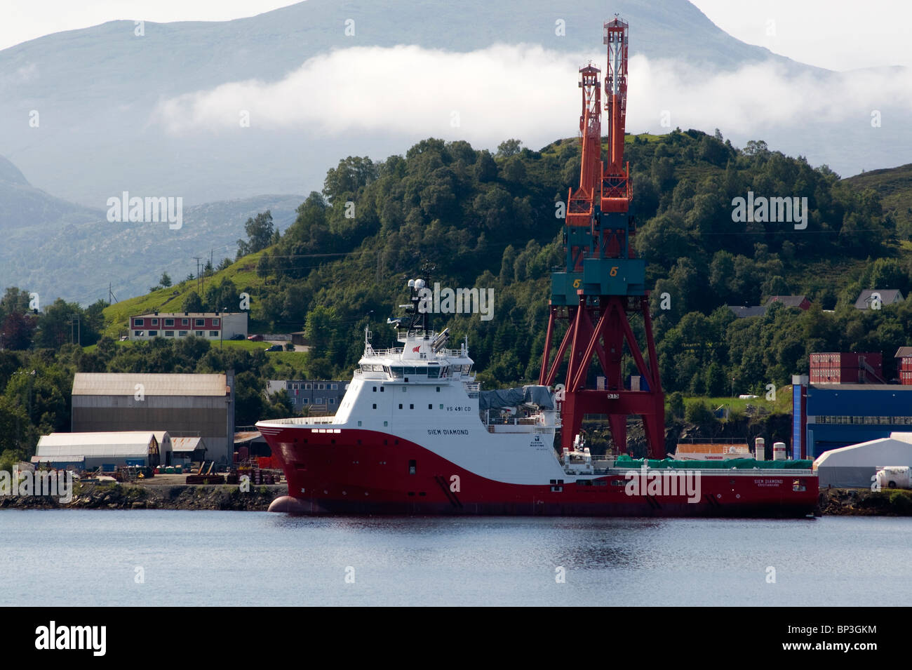 A ship being built at Ulsteinvik, Western Norway. Home of Rolls Royce ...