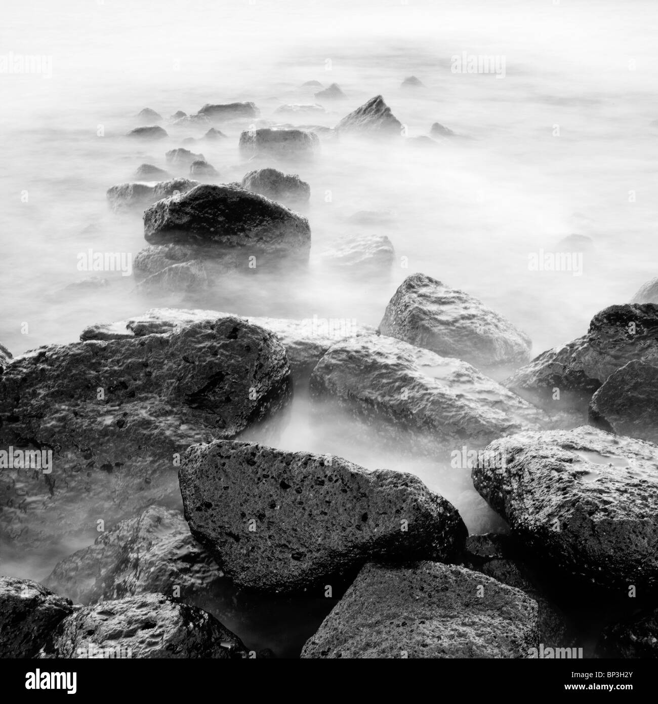 Volcanic sea rocks Black and White Stock Photos & Images - Alamy