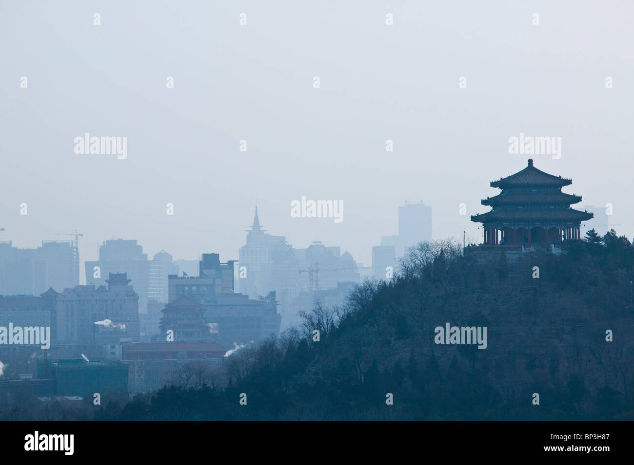 China, Beijing, Xicheng District. View of Jingshan Park Pagoda and ...