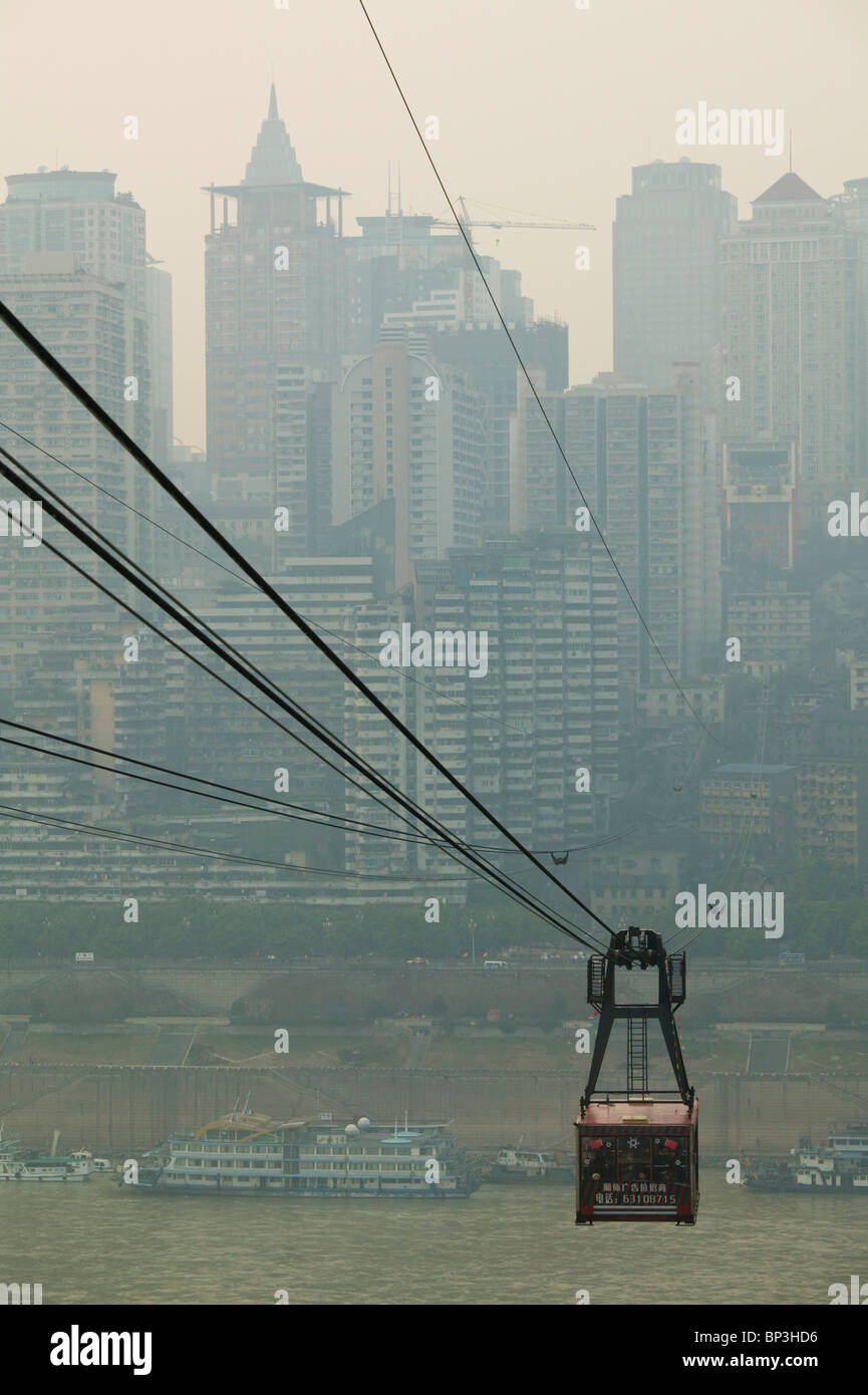 CHINA, Chongqing Province, Chongqing City. Yangzi River Cable Car Stock ...