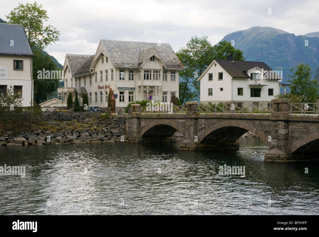 The Grand Hotel at Hellesylt, Stranda, Norway, a small ferry port ...