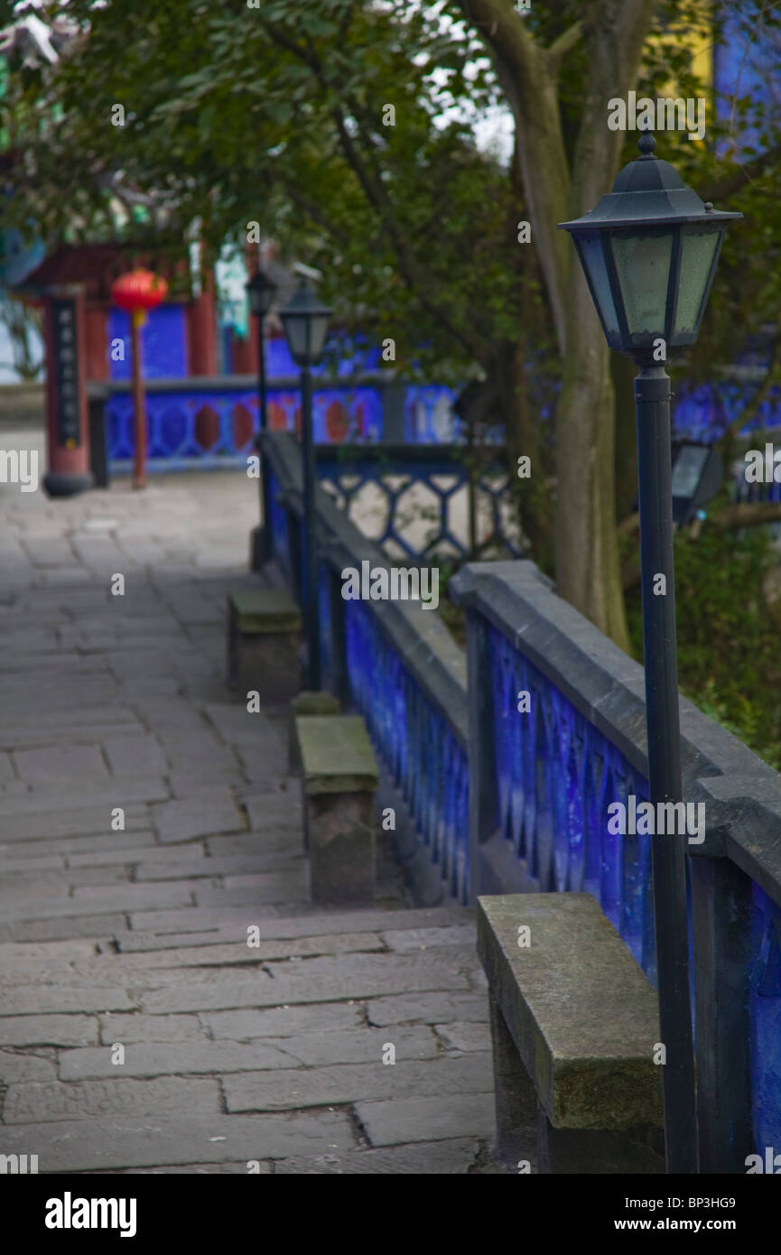 CHINA, Chongqing Province, Fengdu. Fengdu Ghost City / Mingshan- Blue ...