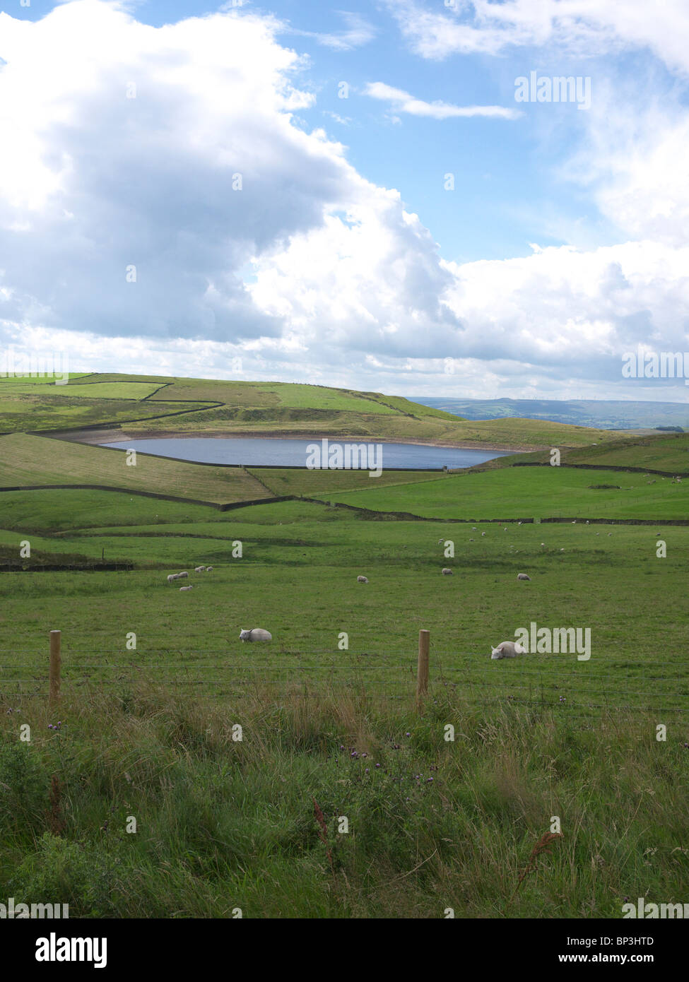Looking down on Rooden reservoir Saddleworth, Oldham, England, UK Stock ...