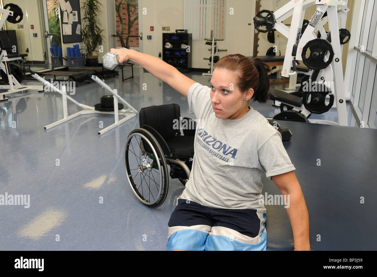 Jennifer Poist works out at the campus Disability Resource Center at ...
