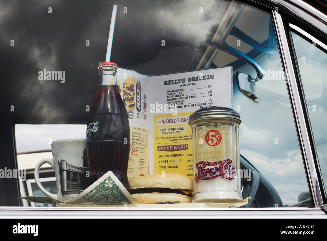 American Car at the Drive in Stock Photo - Alamy