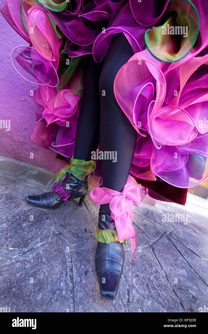 Costumed model during Carnival in Venice, Borano Island, Italy Stock ...