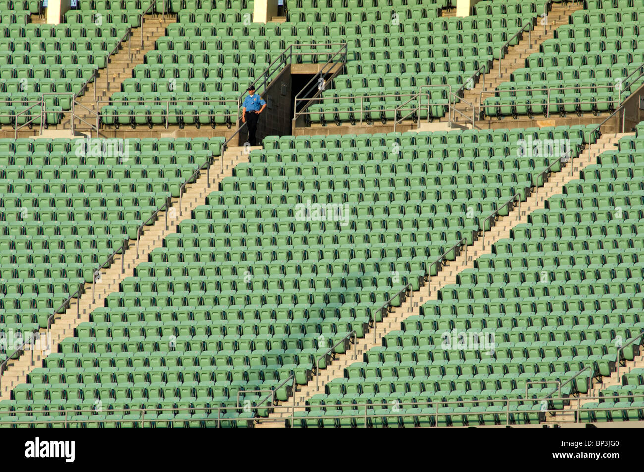Guard and empty seats at Dodger Stadium Stock Photo - Alamy