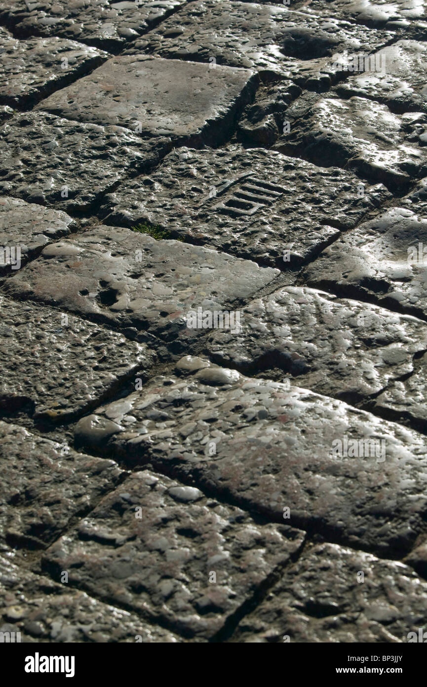 CHINA, Yunnan Province, Lijiang. Old Town stone walkway detail of ...