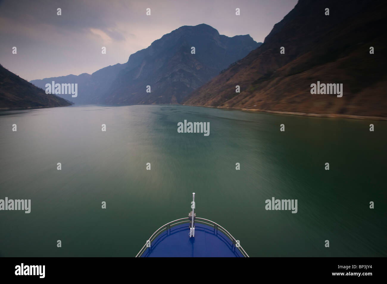 CHINA, Hubei Province. Yangzi River of Wu Gorge from moving Yangzi ...