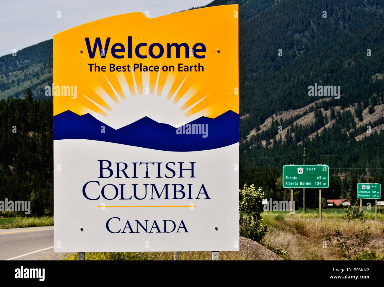 Border welcoming sign, British Columbia, Canada Stock Photo - Alamy