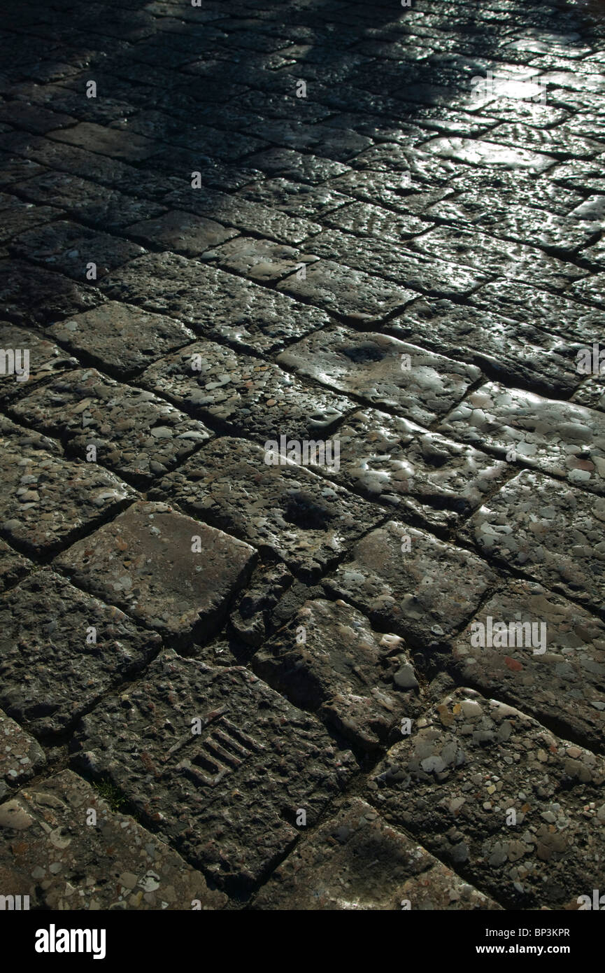 CHINA, Yunnan Province, Lijiang. Old Town stone walkway detail of ...