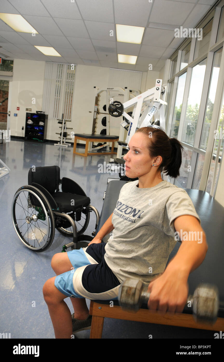 Jennifer Poist works out at the campus Disability Resource Center at ...