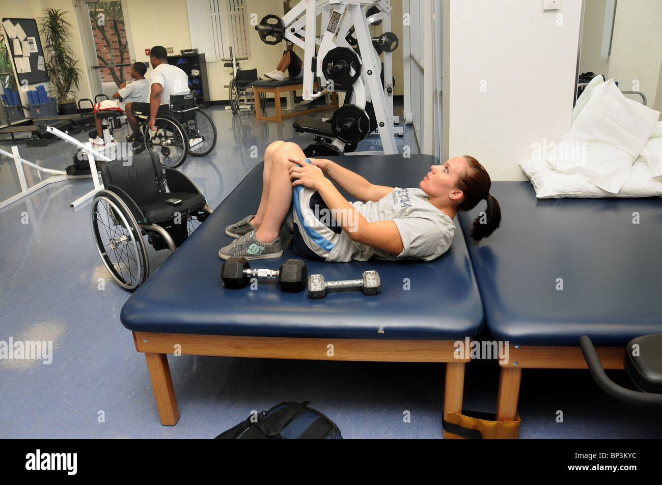 Jennifer Poist works out at the campus Disability Resource Center at ...