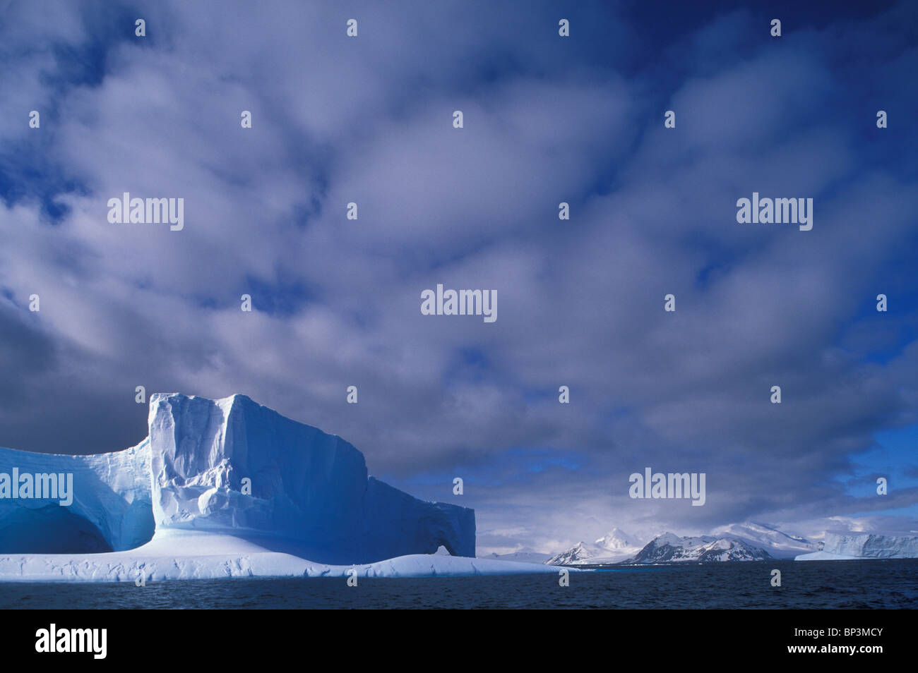 Antarctica, Bransfield Strait, Afternoon sun lights massive tabular ...