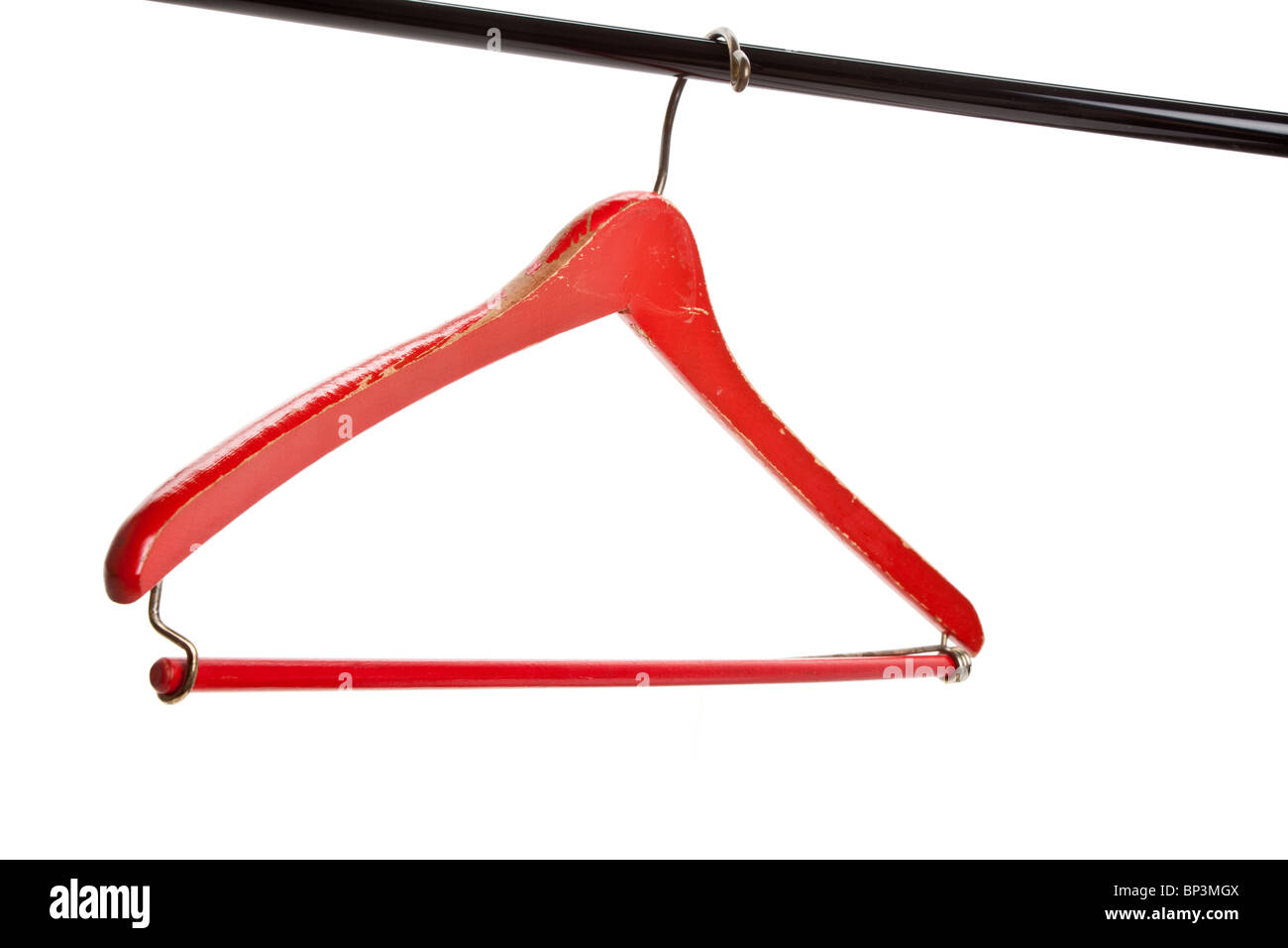 Red Wood Hanger with white background Stock Photo - Alamy