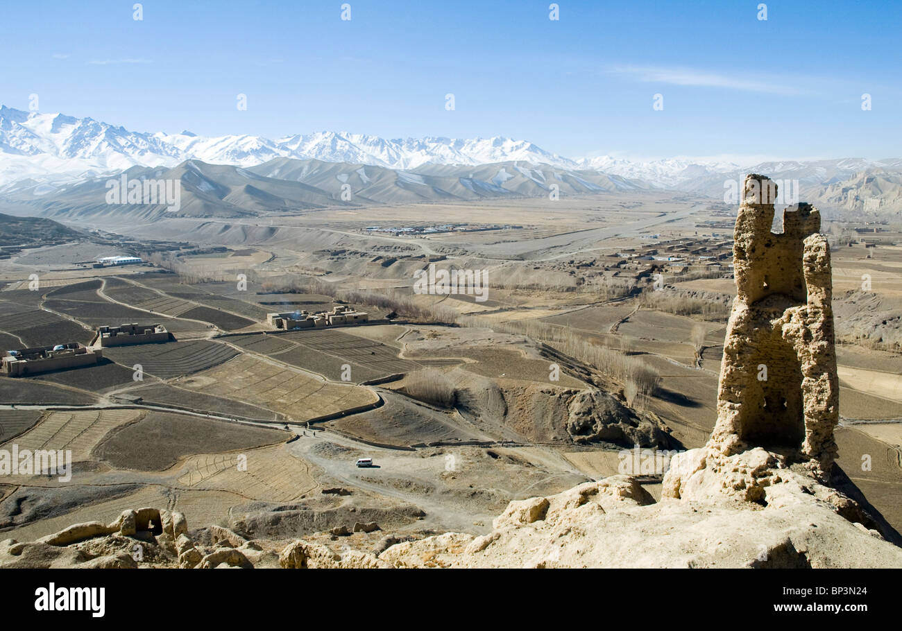 Afghanistan, Bamiyan. View of the Bamiyan Valley from ruins of the ...